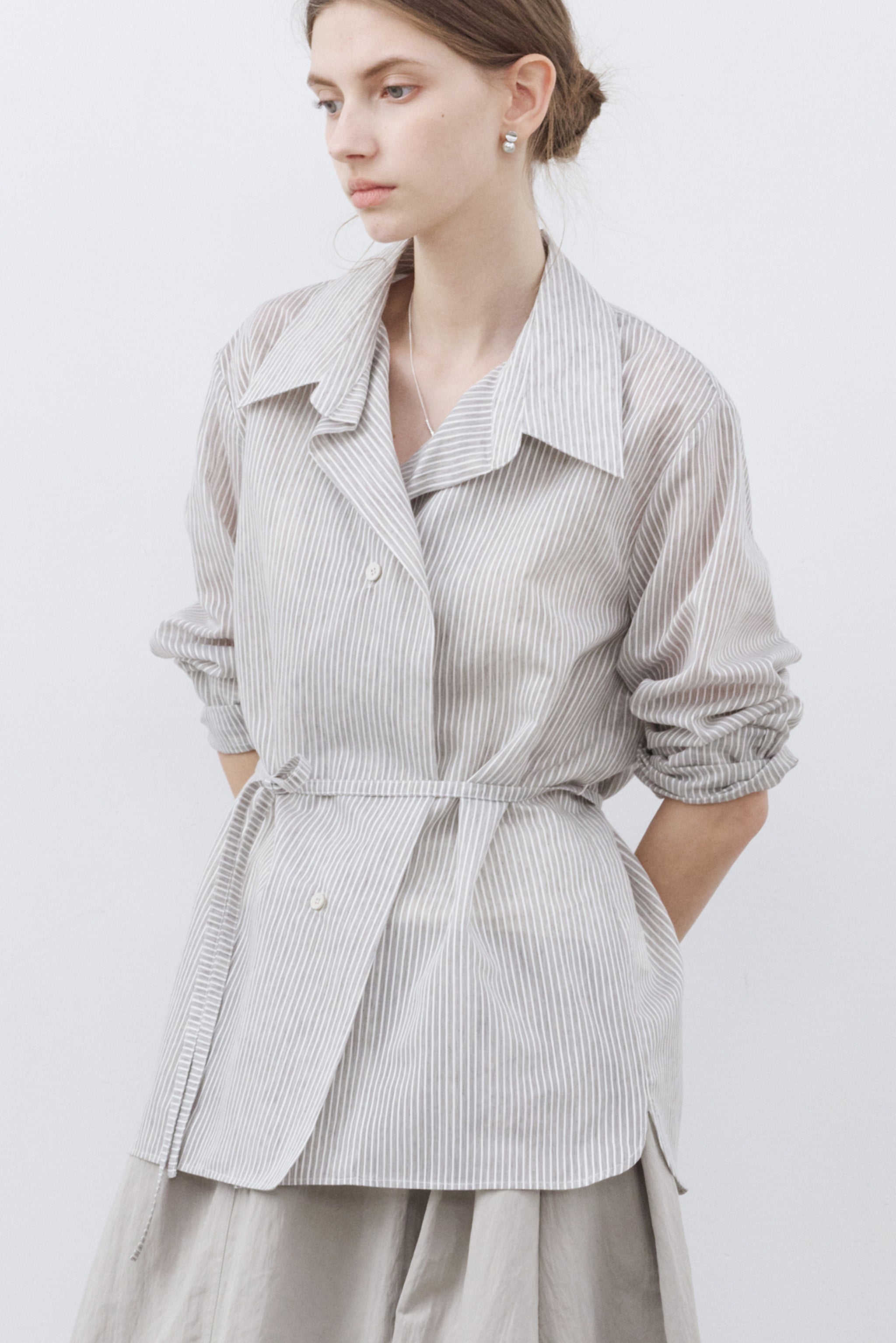 STRING MARK STRIPE SHIRT / ストリングマークストライプシャツ